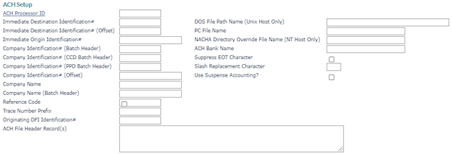 Setting Up ACH Parameters for Bank Accounts