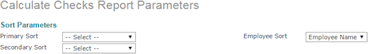 Setting Calculate Checks Report Parameters