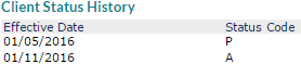 Client Status History