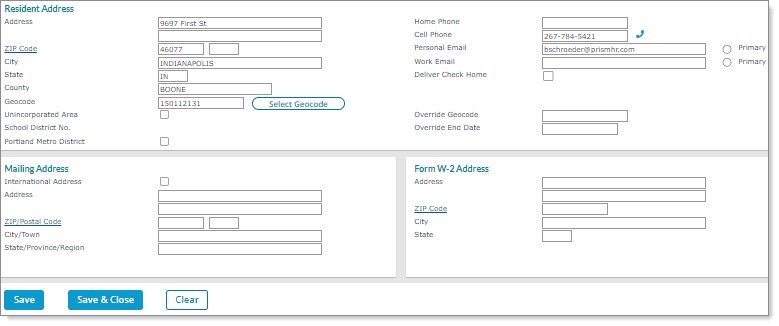 Establishing and Maintaining Employee Address Information