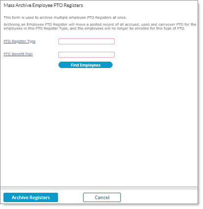 Archiving Mass Employee PTO Registers