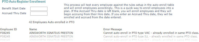 Processing PTO Auto Register Enrollment