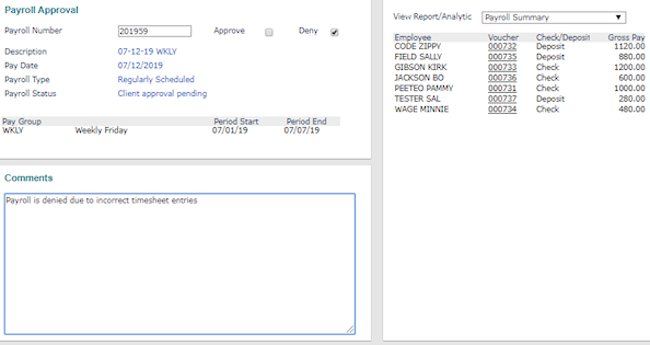 Processing Standard Payroll Approval