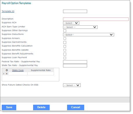 Managing Payroll Option Templates