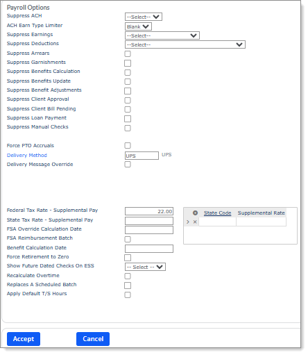 Setting Special Processing Options