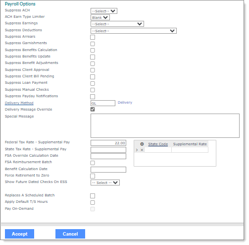 Setting Special Processing Options