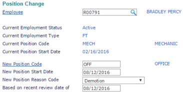 Changing an Employee's Position