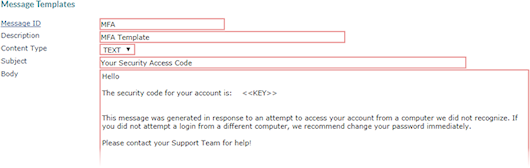 Configuring MFA Email Templates and Services